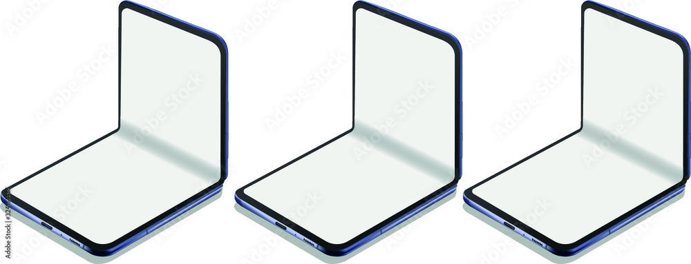 Foldable phone or mobile. Smartphone that folds in middle of screen ...