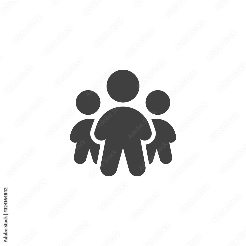 Team group vector icon. Three people standing filled flat sign for ...