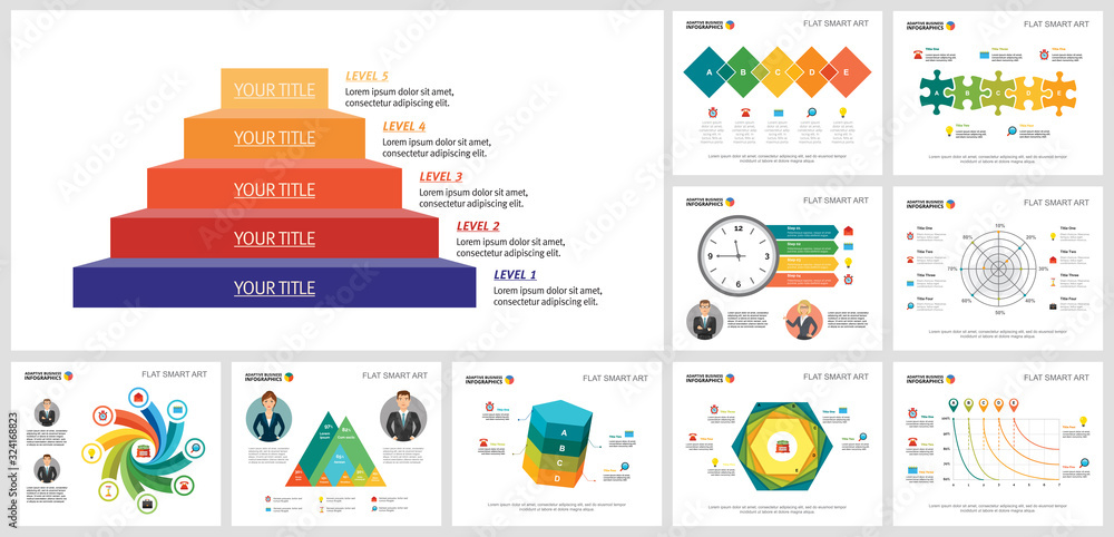 Set of creative business infographic slide designs. Can be used for ...