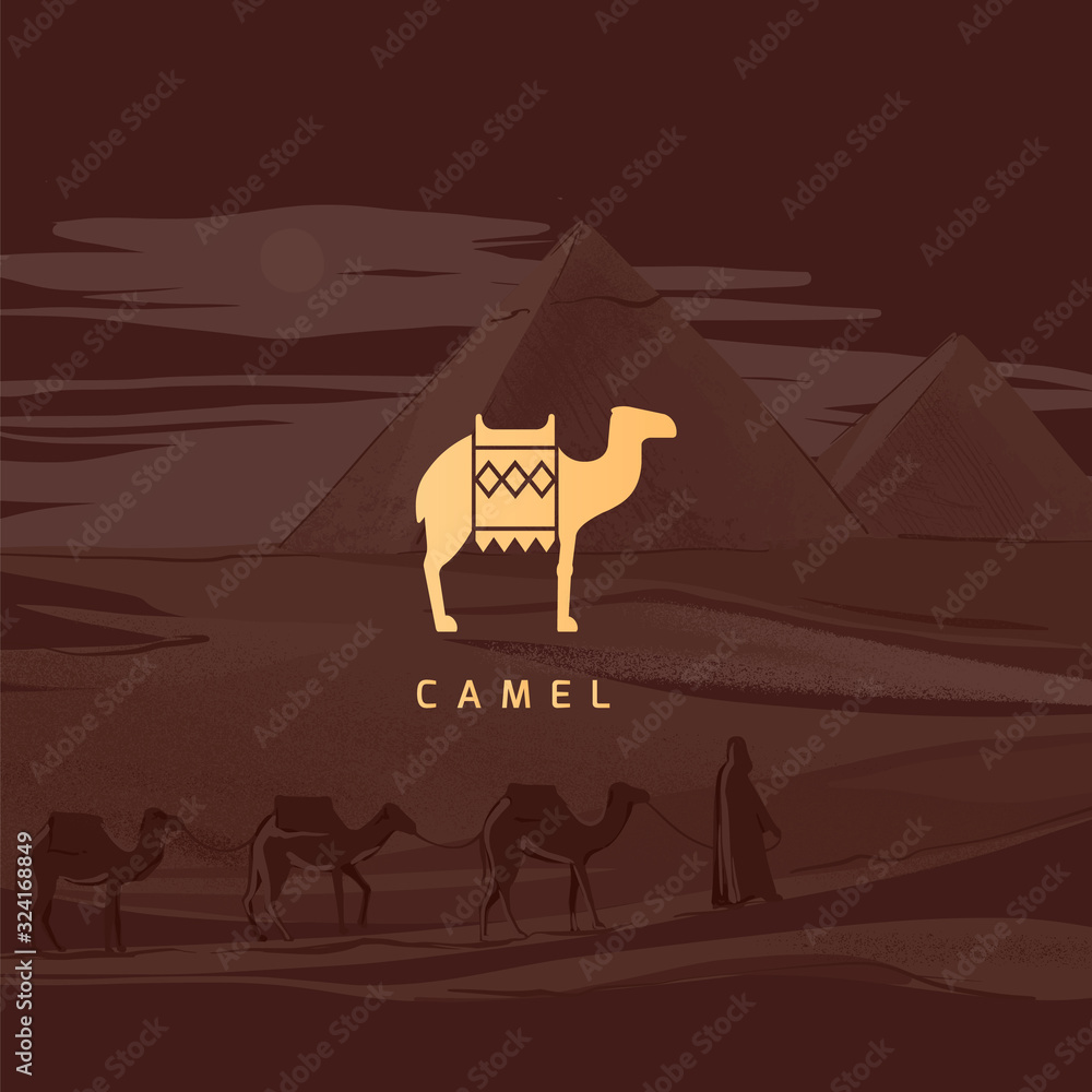 Vector drawing icon of an Egyptian camel. Stock Vector | Adobe Stock