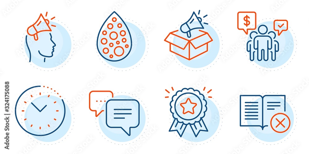 Reject book, Loyalty award and Dots message signs. Artificial colors ...