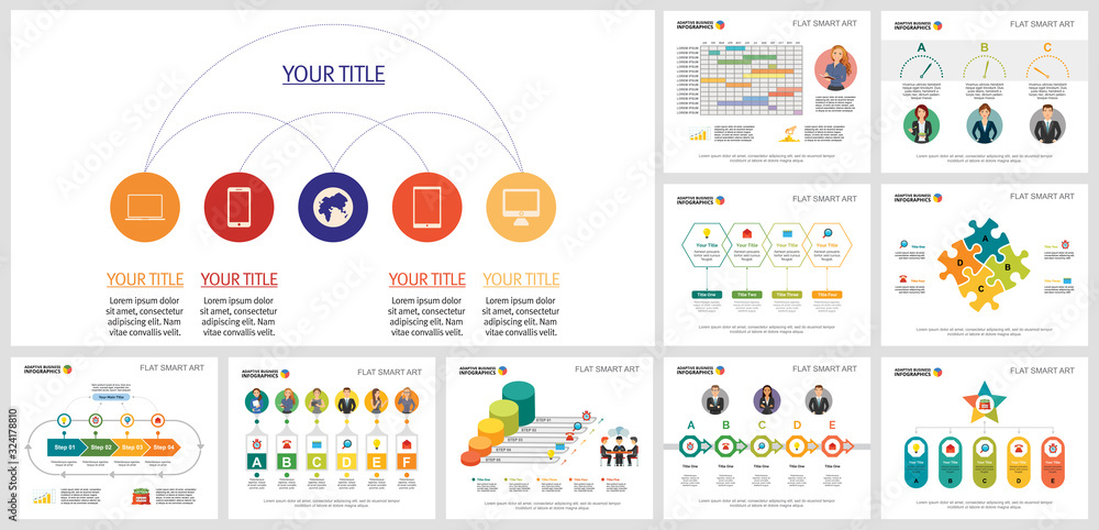 Grafika wektorowa Stock: Trendy data charts layout set for development ... Grafika wektorowa Stock: Trendy data charts layout set for development ...