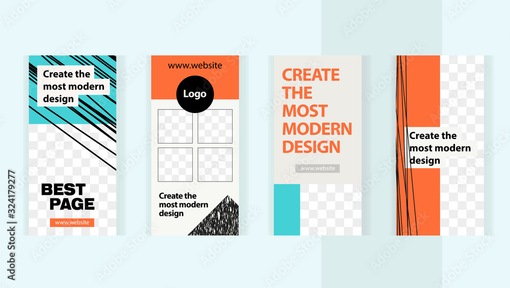 Modern colors with hand draw lines. Set templates for design of social ...