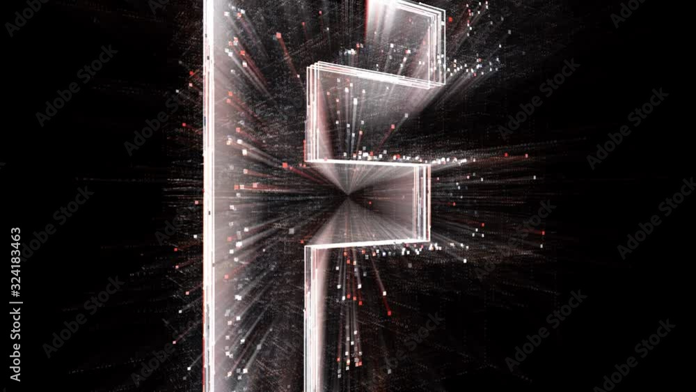 Video „4k F letter alphabet word tag cloud-computer code particle.The ...