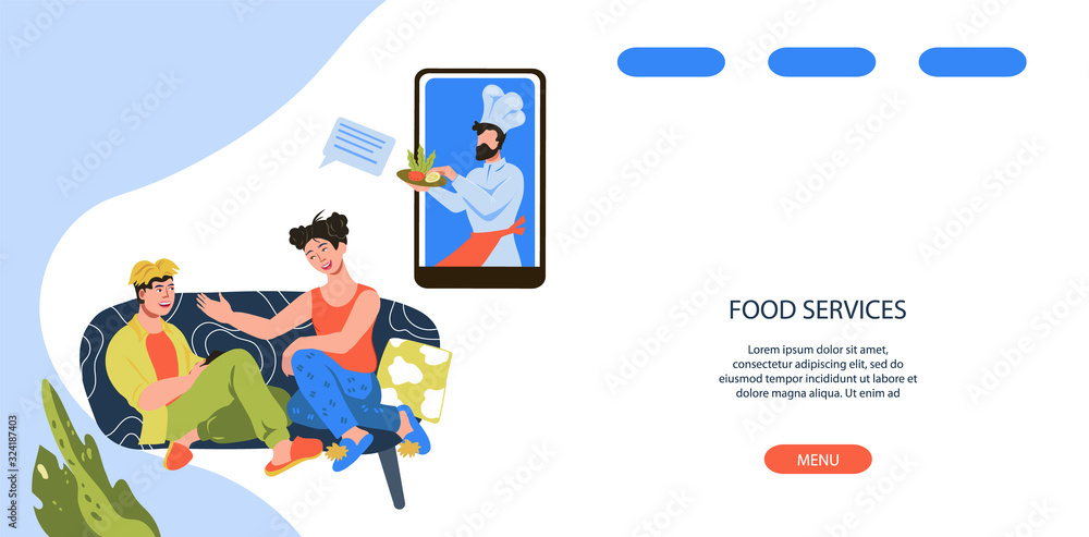 Restaurant food delivery and take-away services banner template with ...