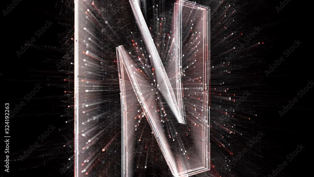 Video Stock 4k N letter alphabet word tag cloud-computer code particle.The Matrix binary text ...