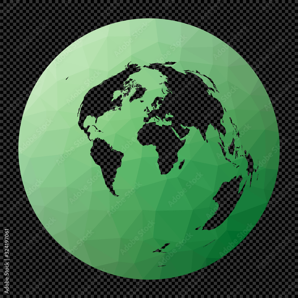 Low poly world map. Azimuthal Equidistant projection. Polygonal map of ...