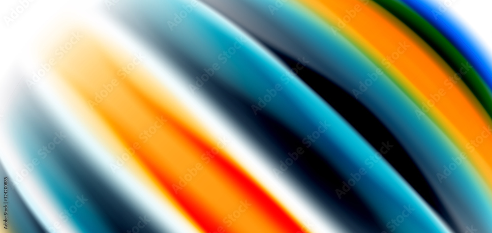 Silk smooth lines on white, liquid fluid color waves. Vector ...