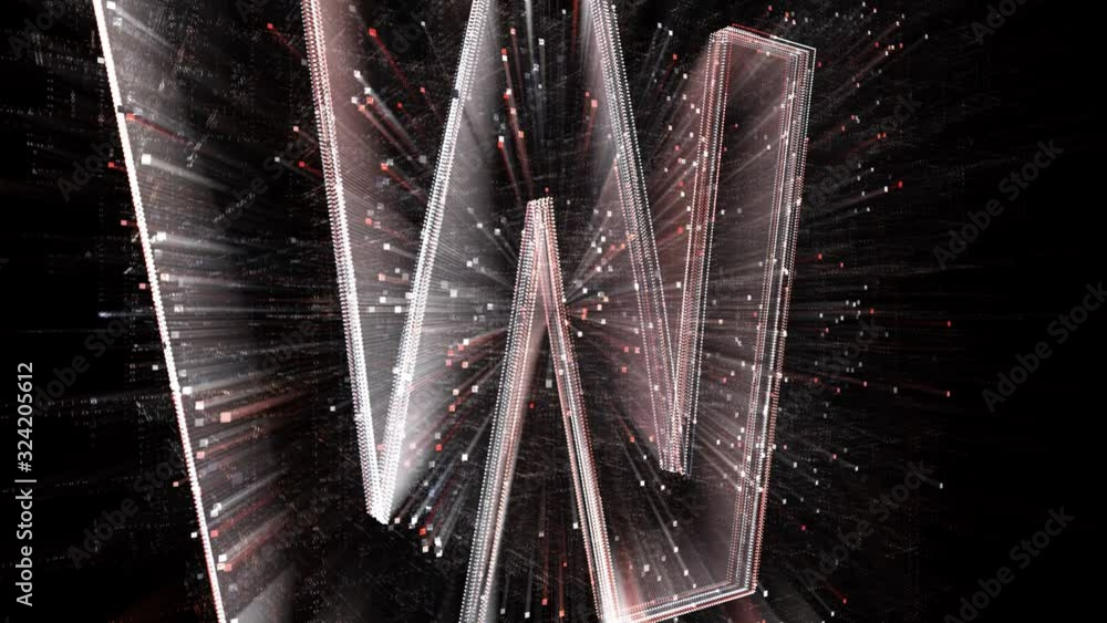 Video „4k W letter alphabet word tag cloud-computer code particle.The Matrix binary text design ...