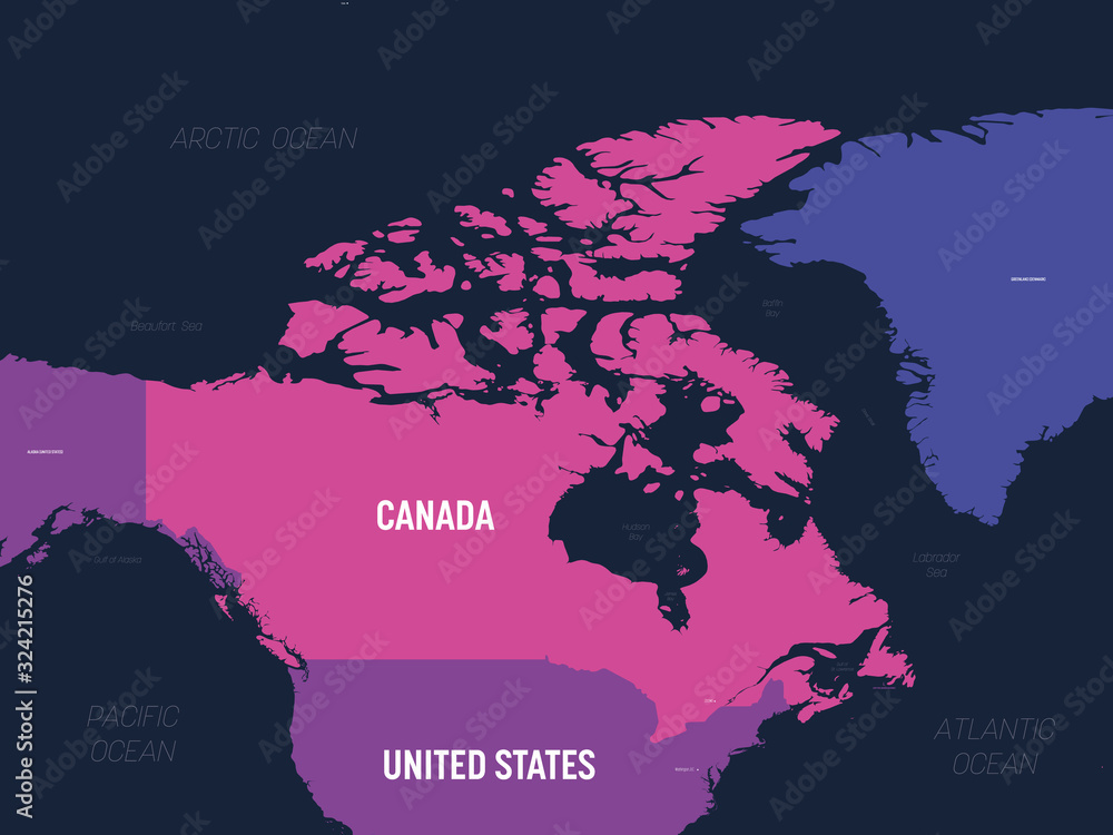 Canada map. High detailed political map Canada and neighboring ...