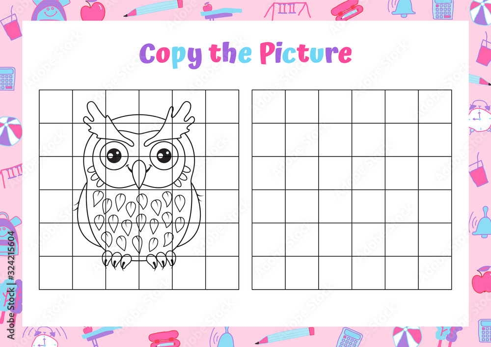 Copy the picture. Drawing activity for kids. Educational game for ...