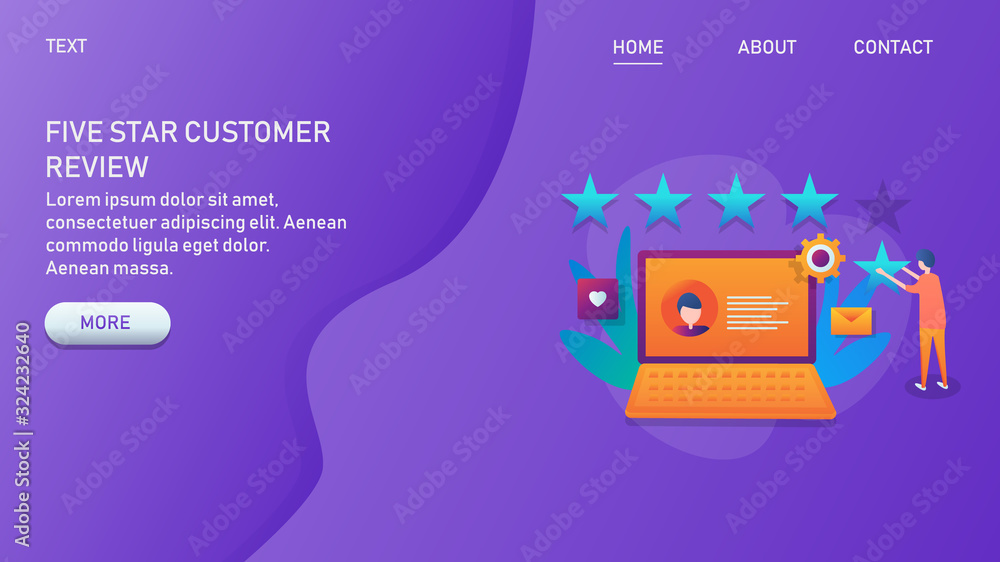 Five star rating, customer feedback, positive review and user ...