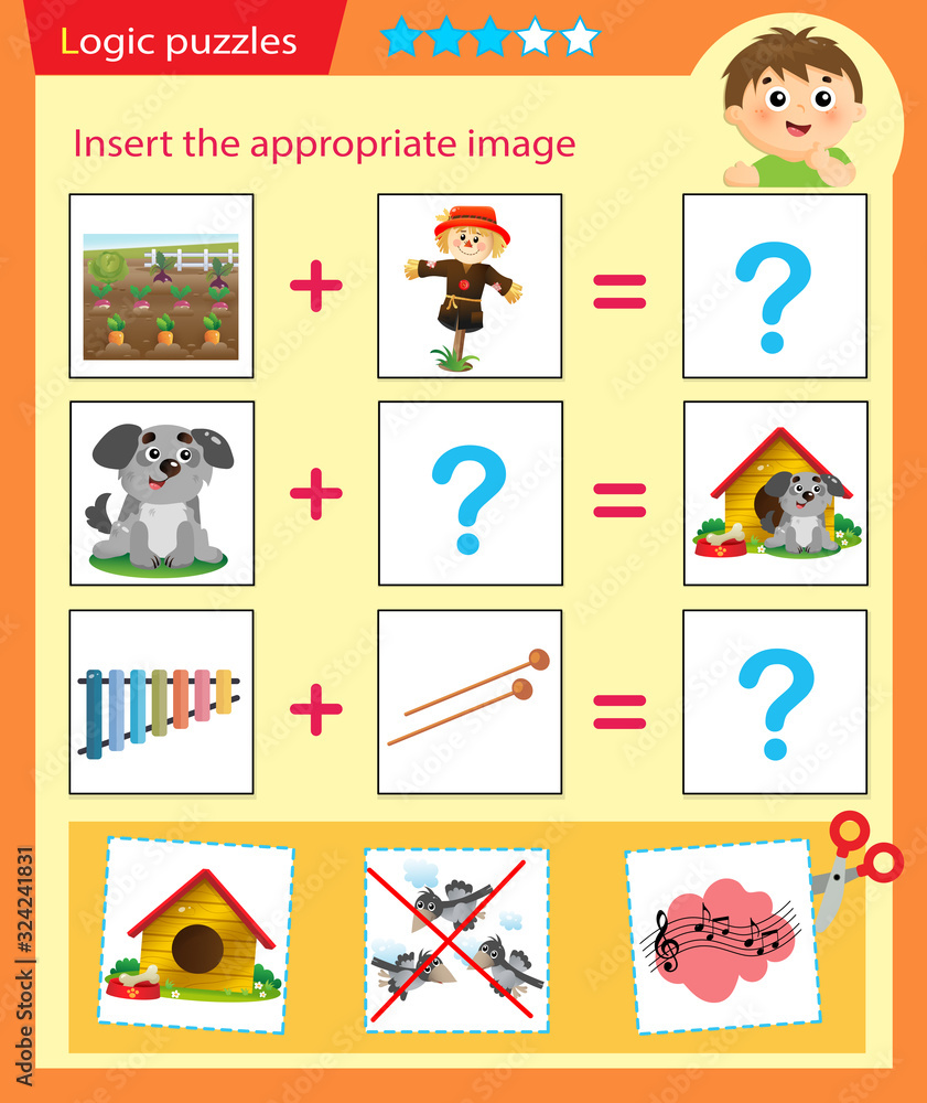 Logic puzzle for kids. Matching game, education game for children ...