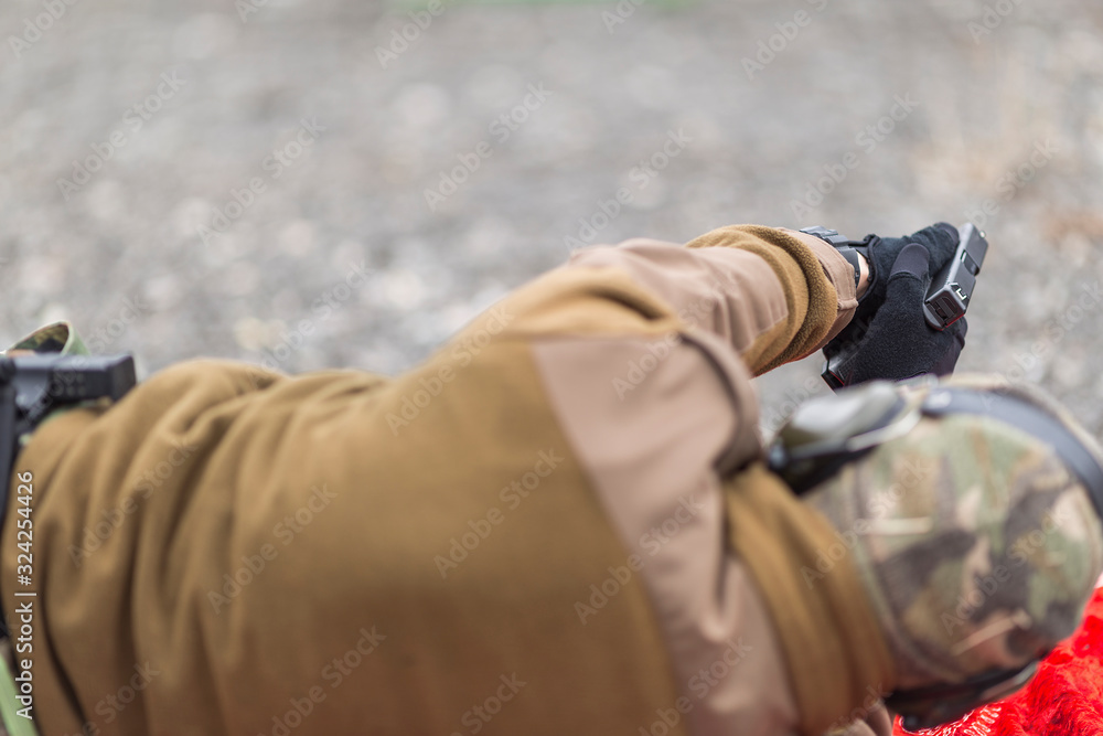 police, army and border police gun training. firing weapons and pistols ...