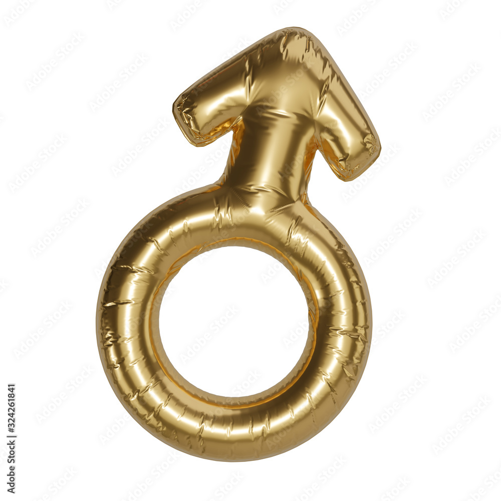 Gold balloon with a male gender symbol. Helium gender sign balloons ...