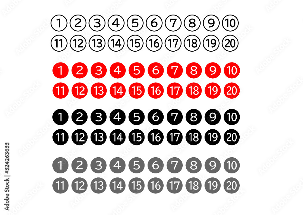Numbers In Circles From 1 To 20 Stock Vector Adobe Stock