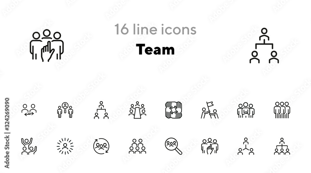 Team line icon set. Staff, success, personnel selection. Teamwork ...