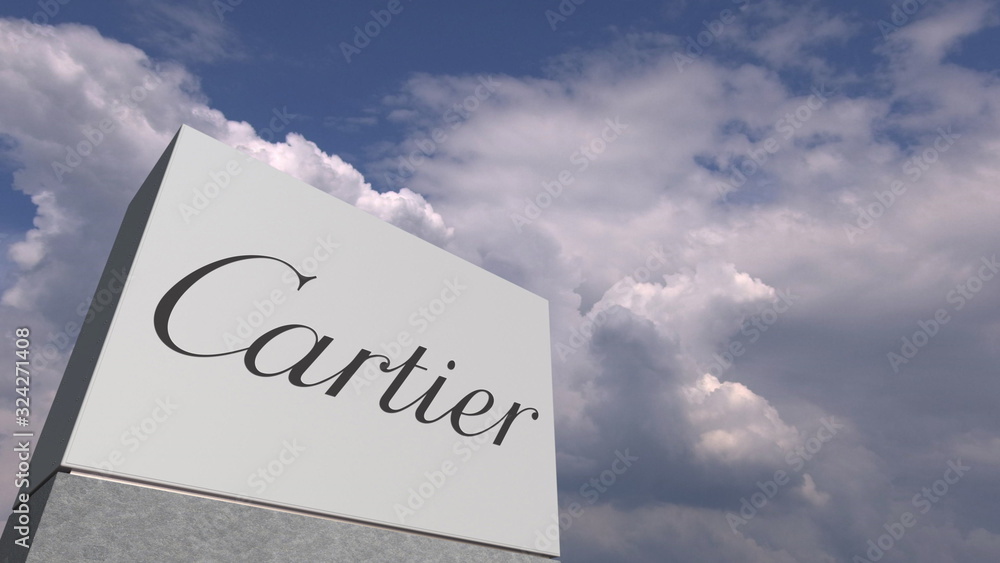 CARTIER logo on sky background, editorial 3D rendering Stock ...