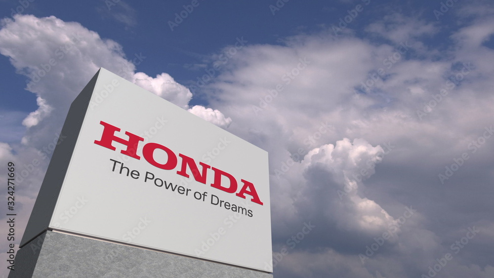 HONDA logo against sky background, editorial 3D rendering Stock ...