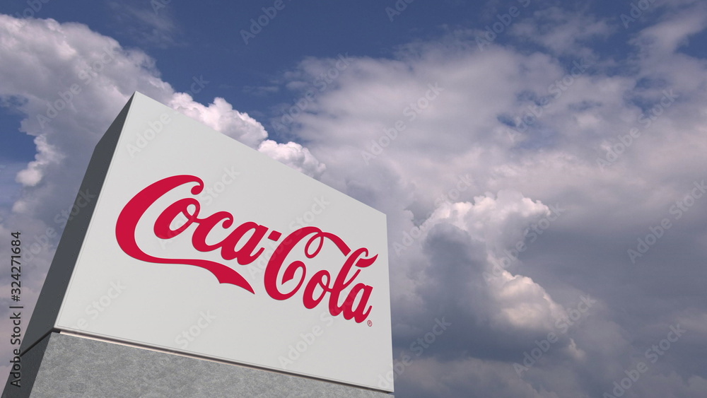 COCA-COLA logo on sky background, editorial 3D rendering Stock ...