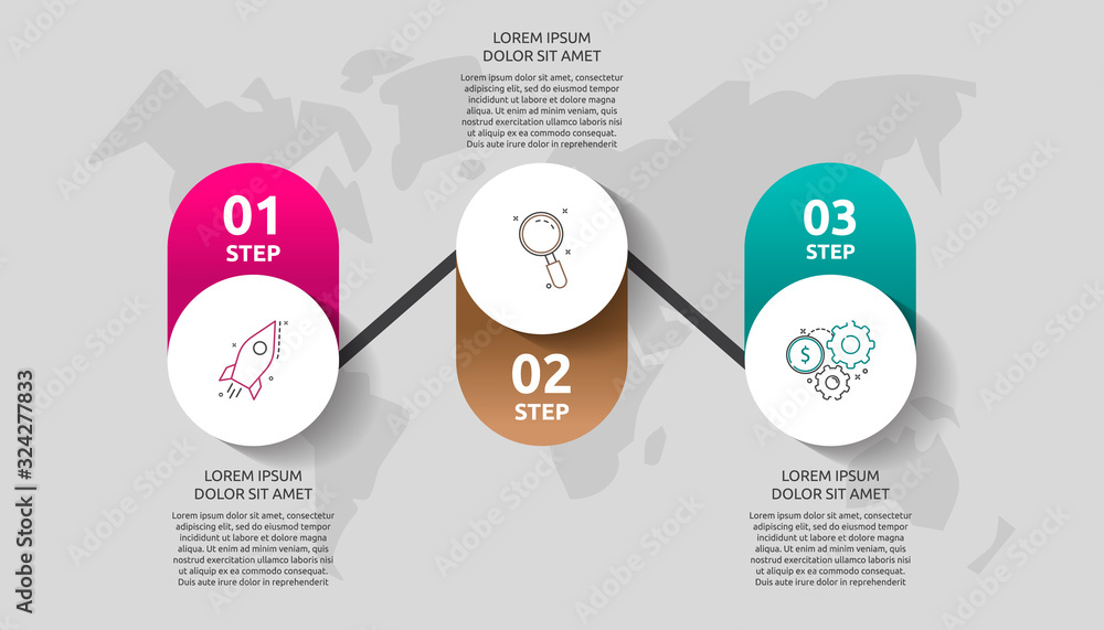 Vector template circle infographics. Business concept with 3 options ...