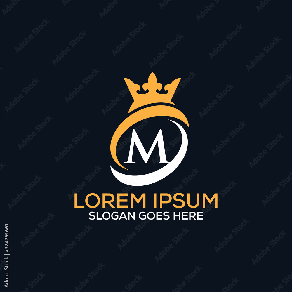 Luxury modern M letter crown logo design template vector eps Stock ...