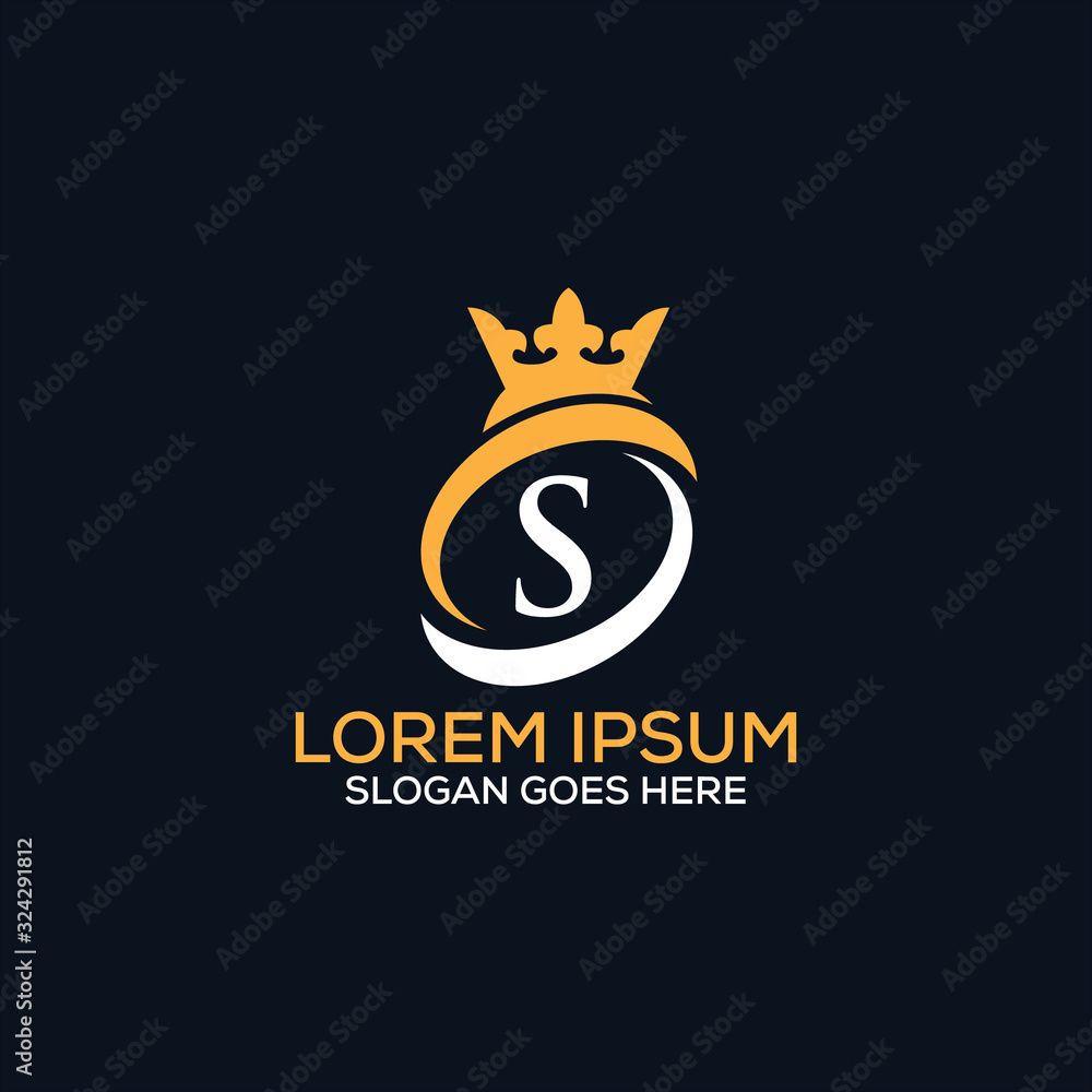 Luxury modern S letter crown logo design template vector eps Stock ...