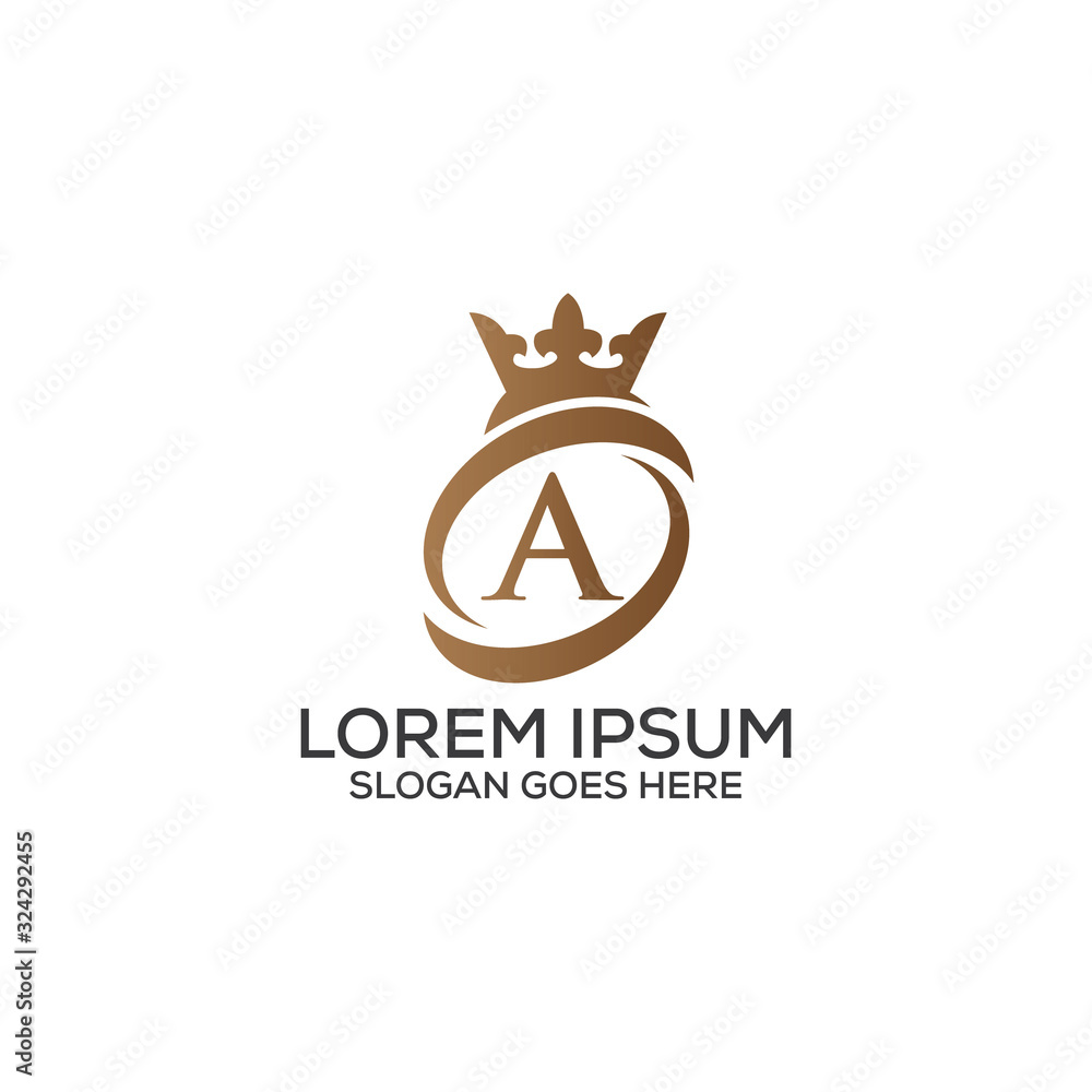 Luxury modern A letter crown logo design template vector eps Stock ...