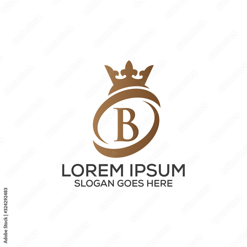 Luxury modern B letter crown logo design template vector eps Stock ...