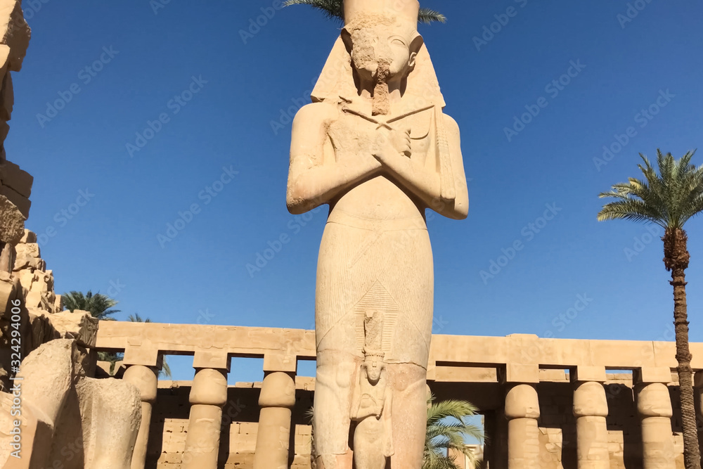 Buildings and columns of ancient Egyptian megaliths. Ancient rui Stock ...