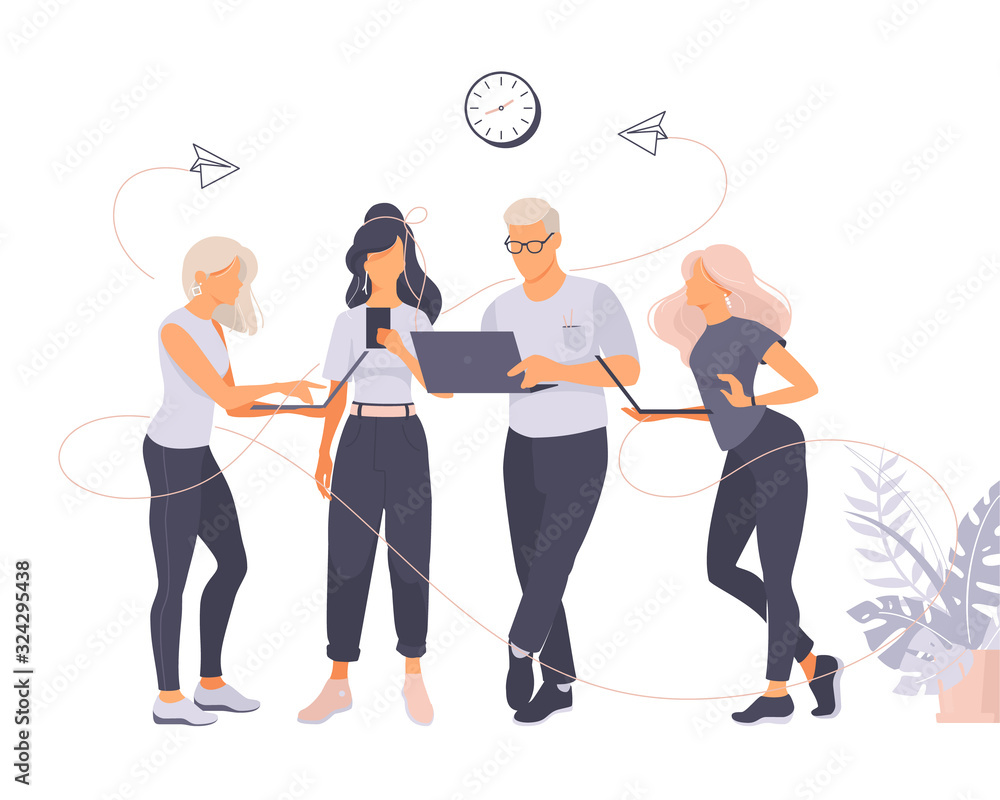 People work together in a team. Business, workflow management and ...