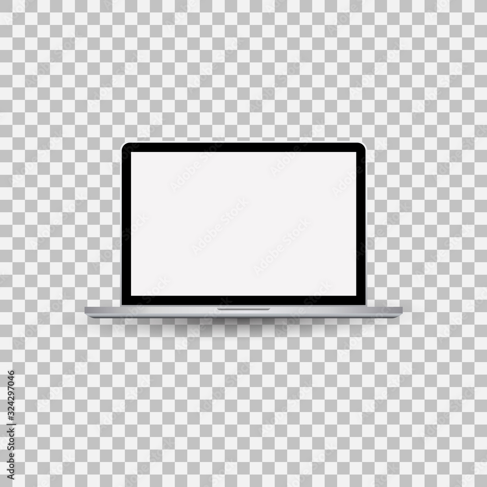 Realistic vector of laptop or notebook mock up with white blank screen ...
