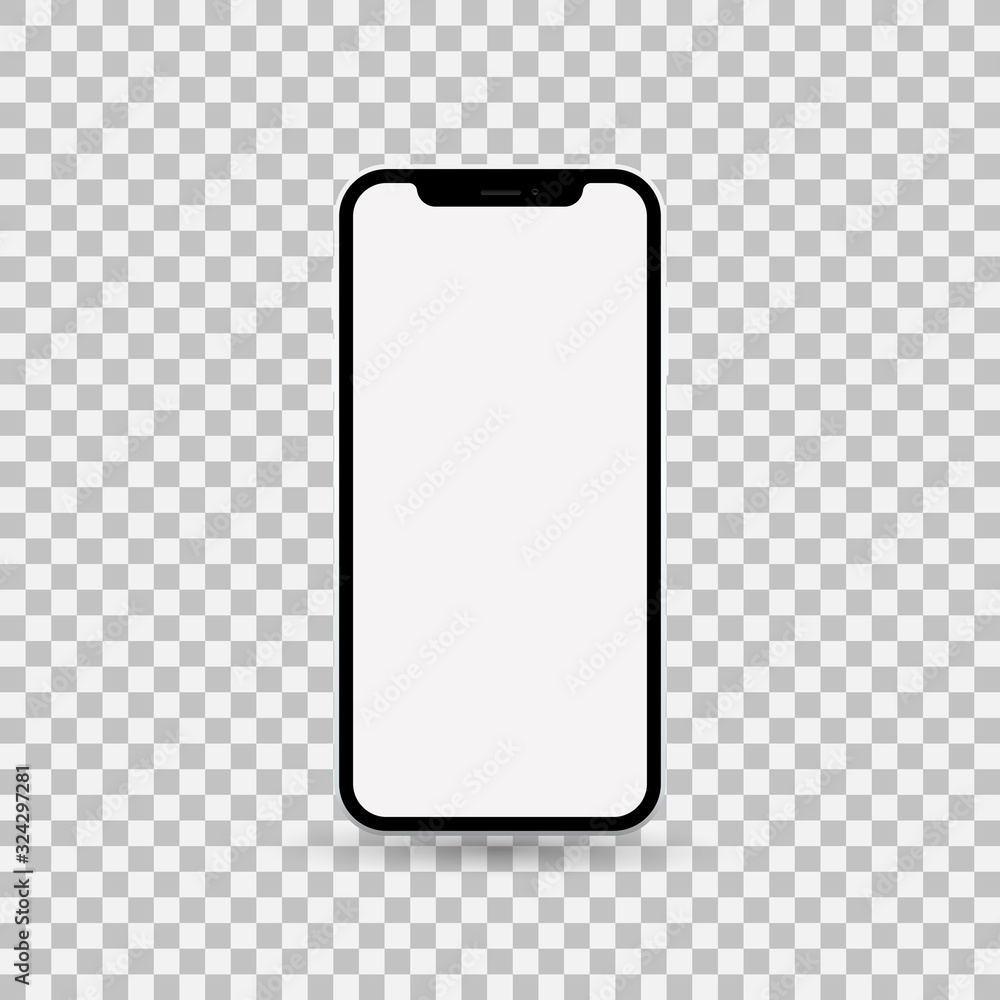 New version of white slim smart phone with blank white screen ...