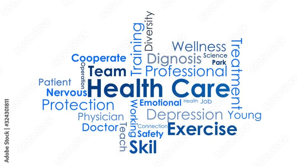 Healthcare Keywords Collage Modern Style Presentation Backdrop in 4K. A ...