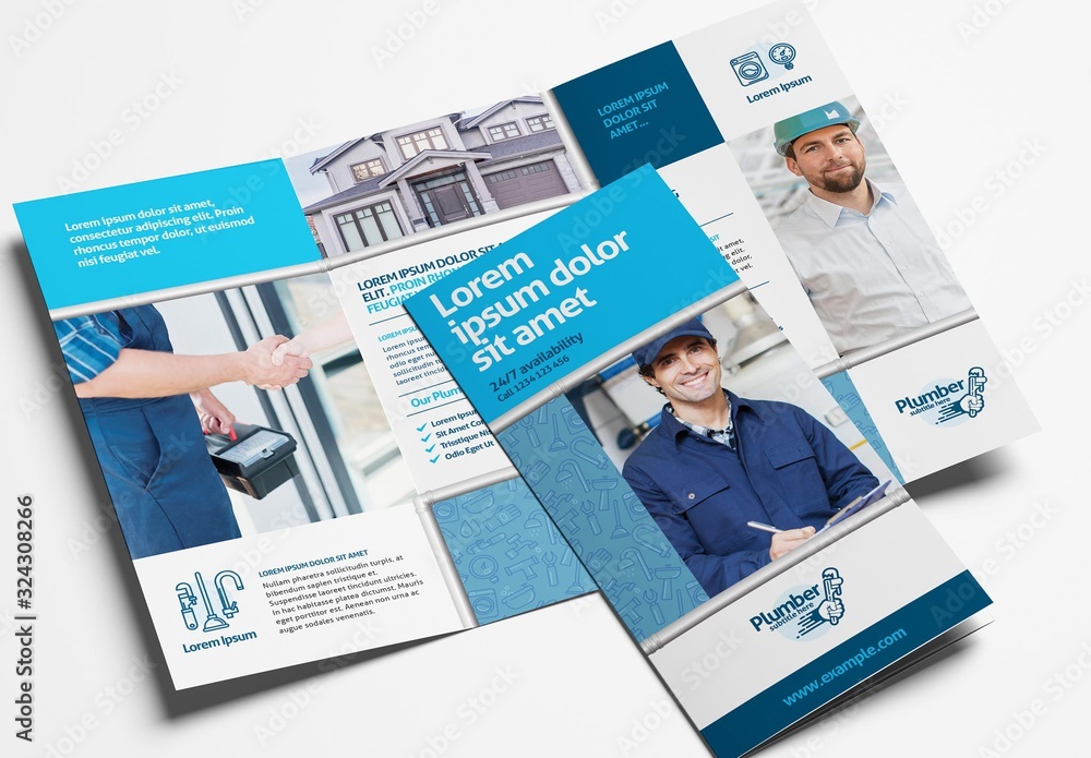 Plumber Brochure Layout Stock Template | Adobe Stock
