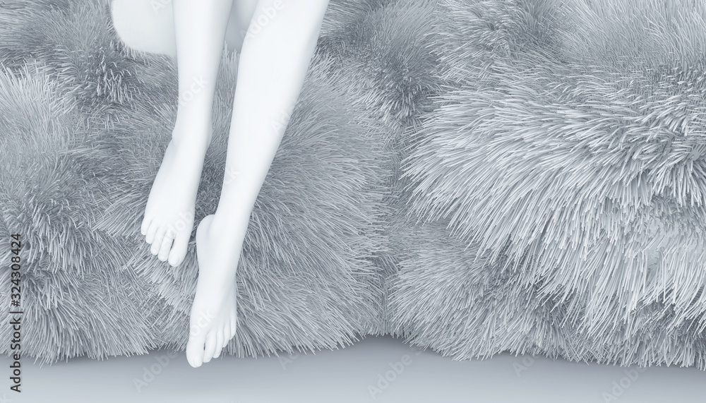 Beautiful female legs on a background of fur. Background for ...