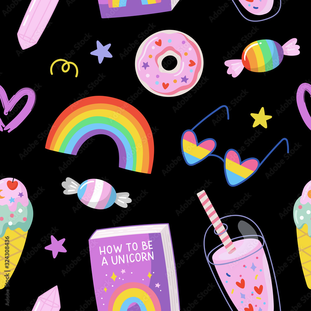 LGBTQ pride seamless pattern. Pride Month illustration. Vector. Stock ...