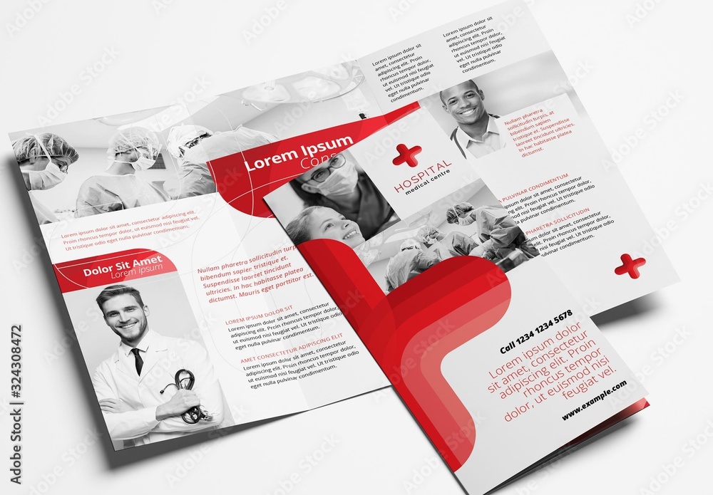 Hospital Trifold Brochure Layout Stock Template | Adobe Stock