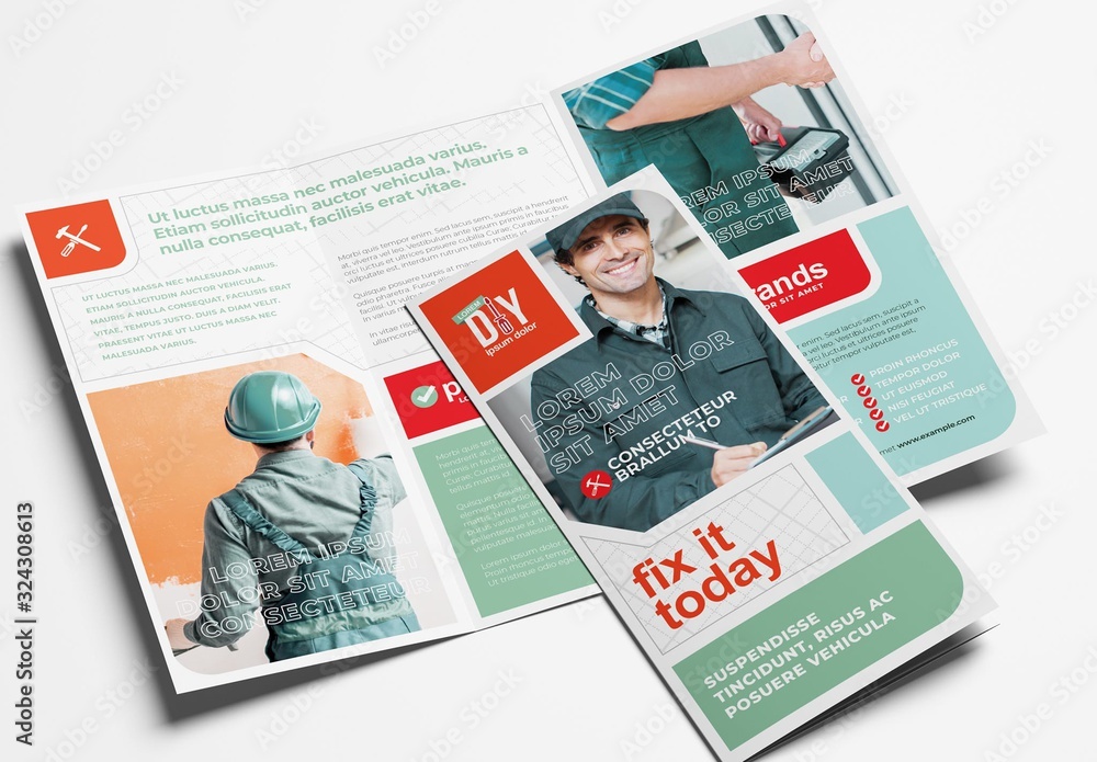 Diy Handyman Trifold Brochure Layout Stock Template | Adobe Stock