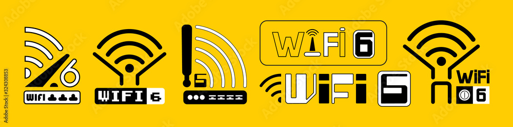 Wi-Fi 6 icon vector. New wireless generation logo. High network ...