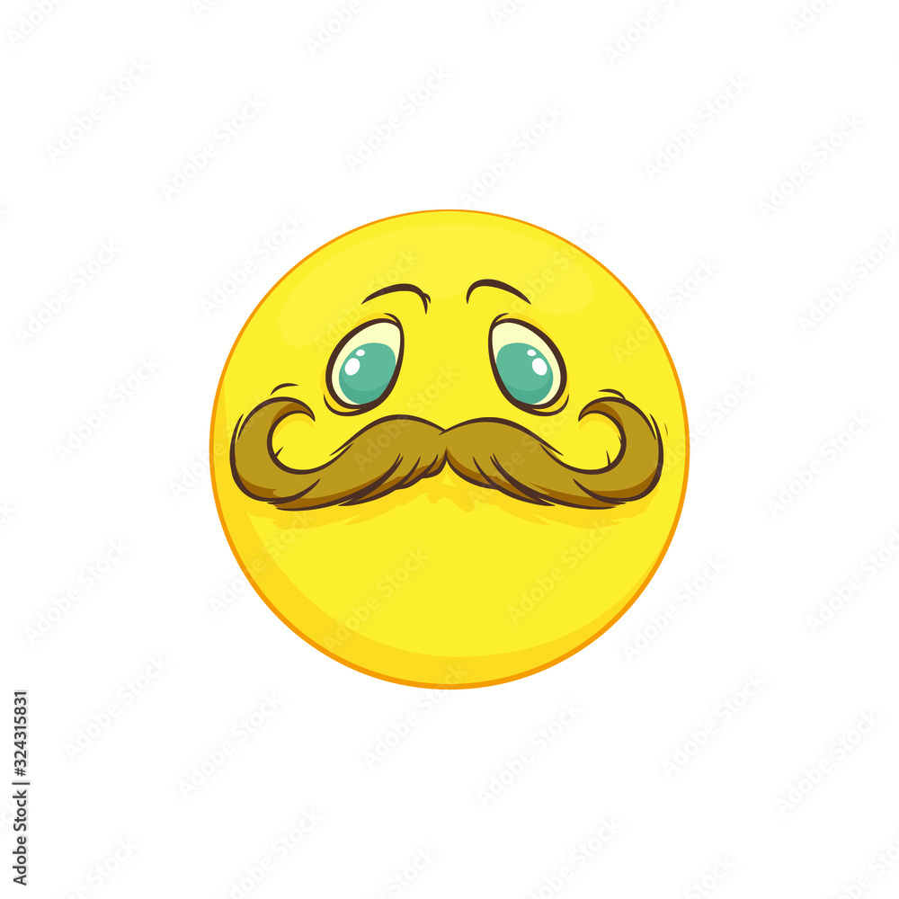 Smiley face with mustache, cartoon images. Stock Vector | Adobe Stock