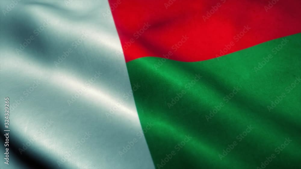 Madagascar flag waving in the wind. National flag of Madagascar. Sign ...