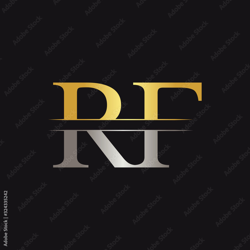 Abstract Letter RF Logo Design Vector Template. Creative Gold and ...