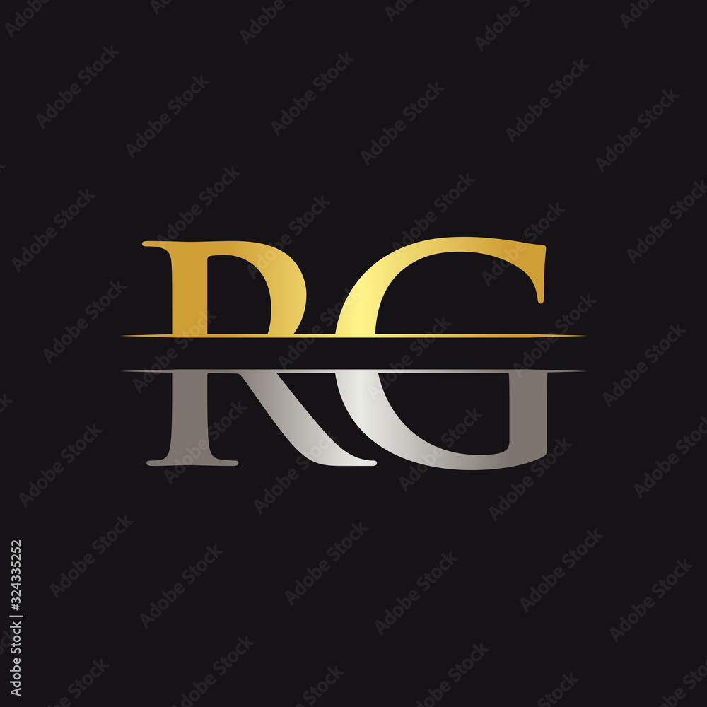 Abstract Letter RG Logo Design Vector Template. Creative Gold and ...