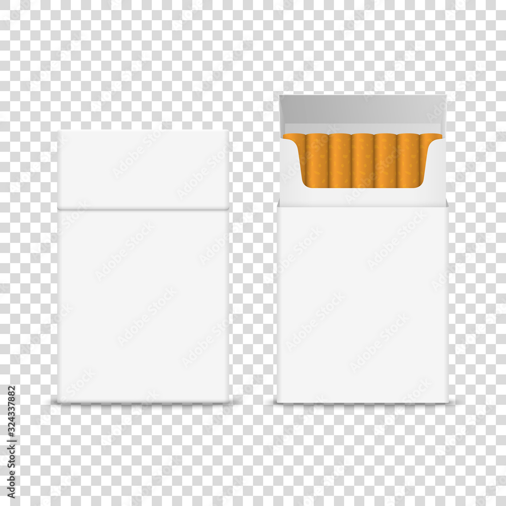 Vector 3d Realistic Closed and Opened Clear Blank Cigarette Pack Box ...