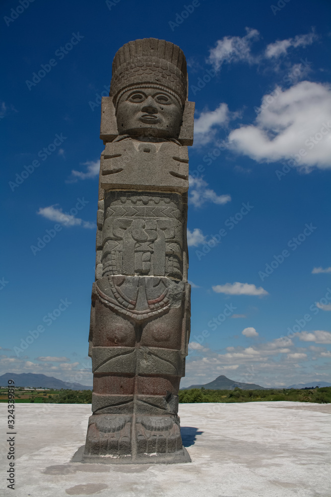Toltec Atlantes columns Quetzalcoatl pyramid, Tula Hidalgo Mexico ...