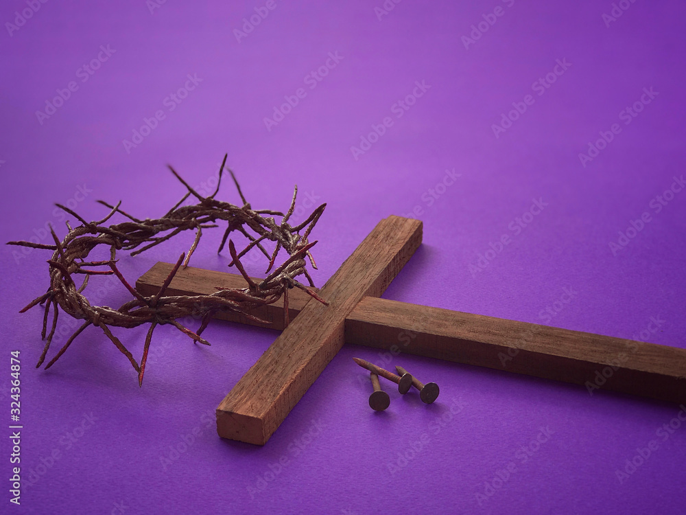 Good Friday, Lent Season, Ash Wednesday and Holy Week concept. A woven ...