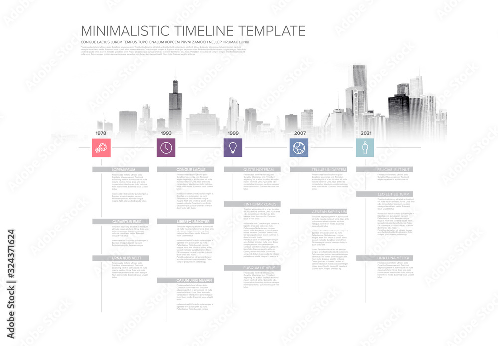 Timeline Infographic Layout with Photos Stock Template | Adobe Stock