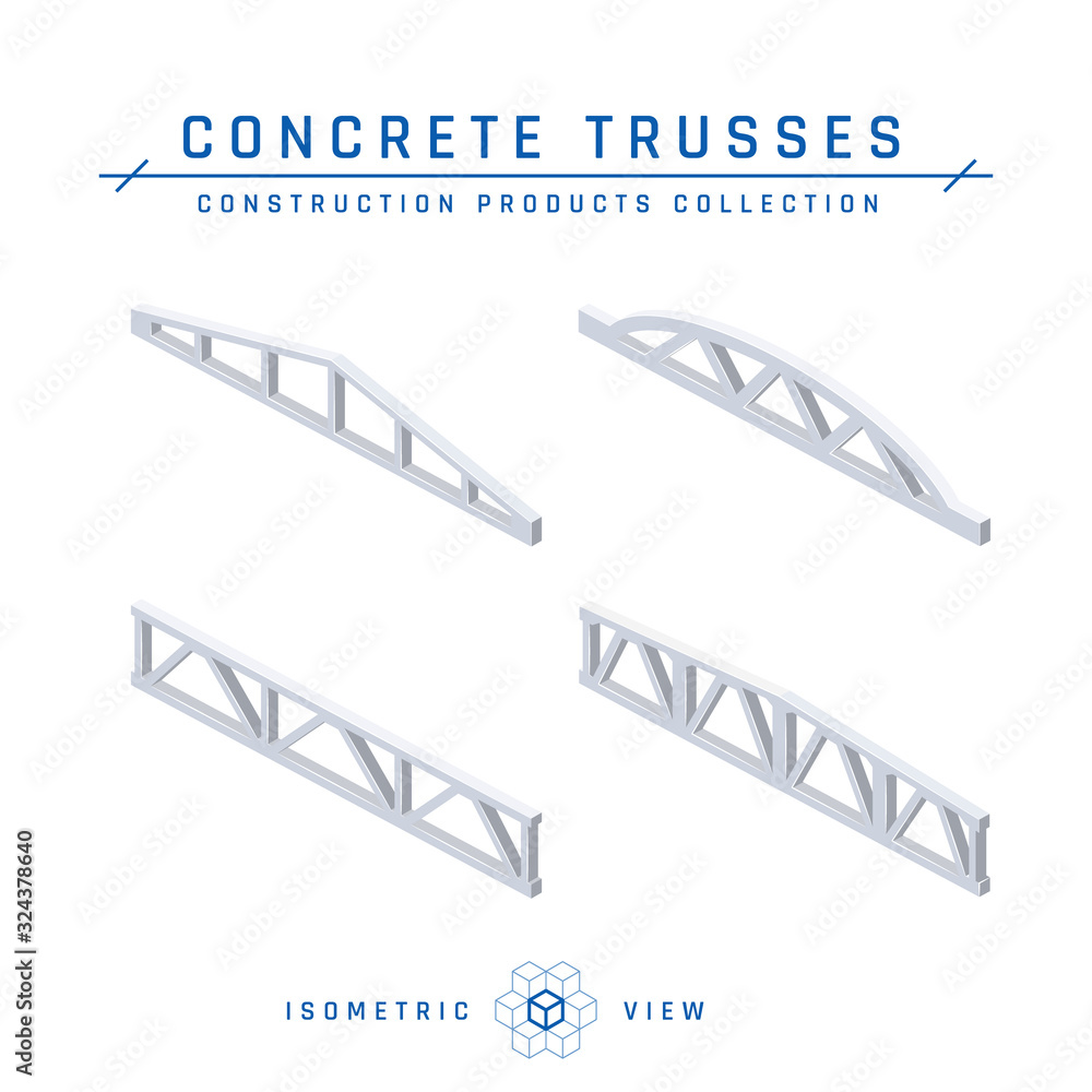 Concrete trusses in isometric view, vector icon Stock Vector | Adobe Stock