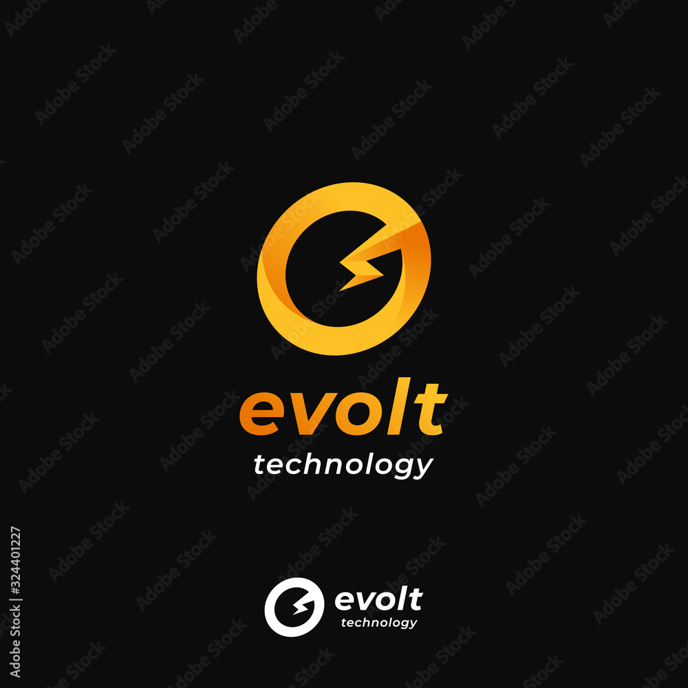 Evolt energy power technology logo with small caps E letter, circle ...